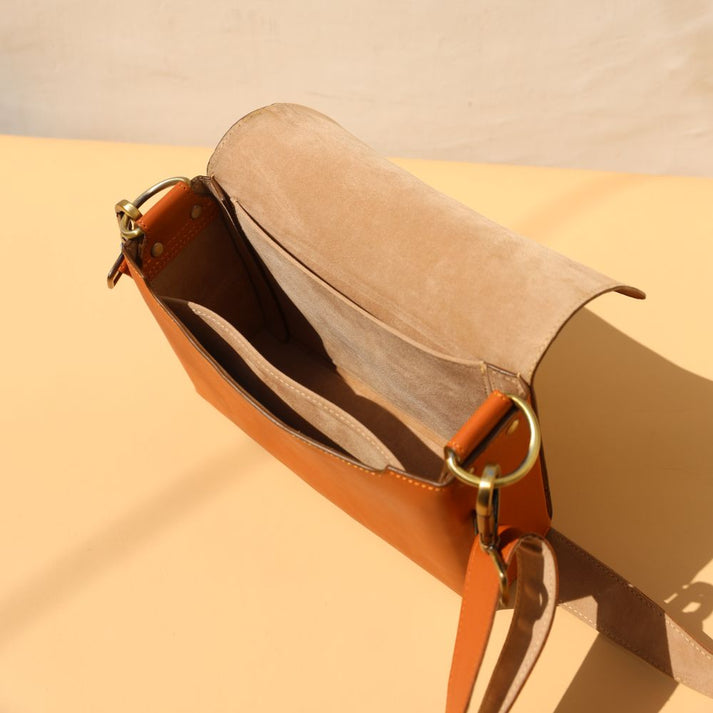 Box Sling Bag for Women in Ember: Belle – Bicyclist: Handmade Leather Goods